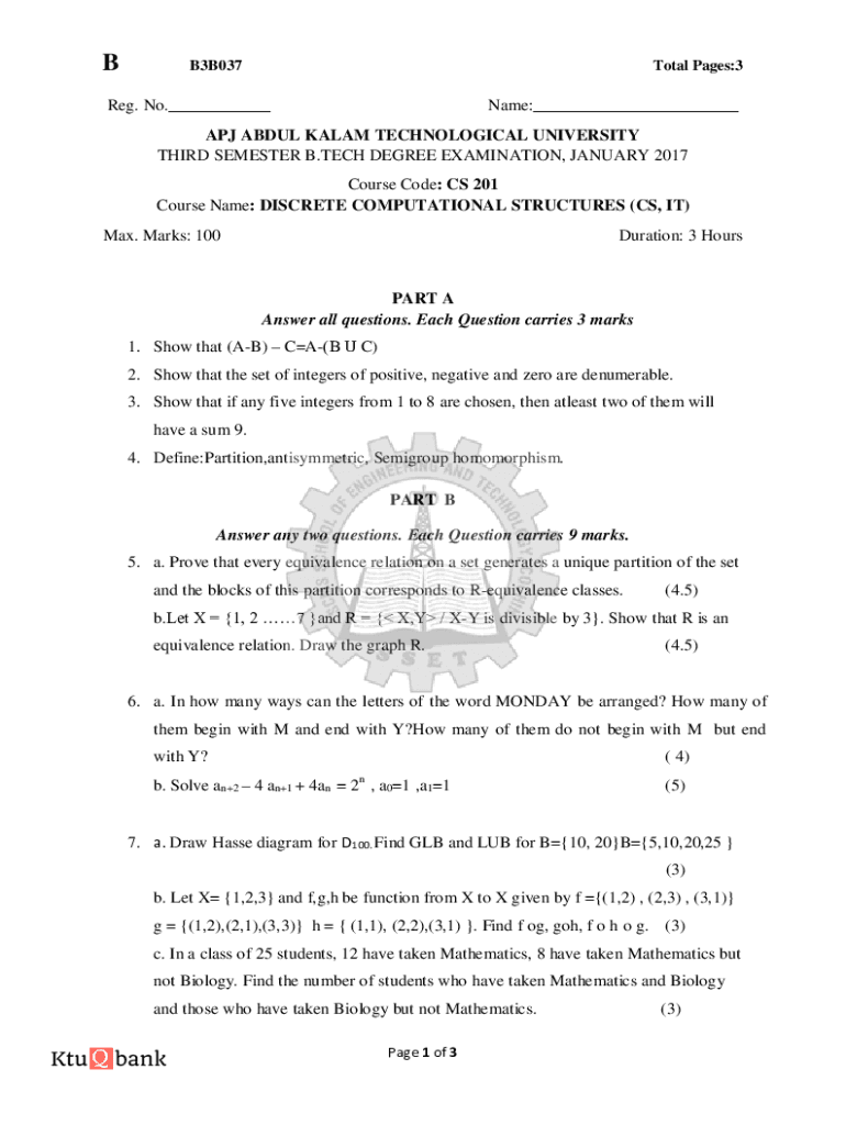 Fillable Online CS205-D - A sample question paper for data Structure in ... Fax Email Print ...