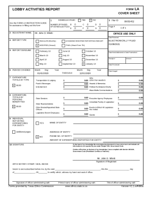 Fillable Online LOBBY ACTIVITIES REPORT LA Fax Email Print - pdfFiller
