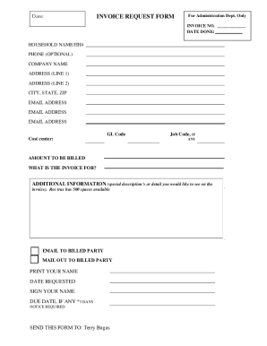 Fillable Online Billing/Invoice Request Form - Philanthropic Foundation ...