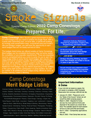 Fillable Online Camp Conestoga Merit Badge Listing Fax Email Print ...