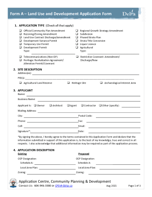 Fillable Online Form A - Land Use Application - July 2018.docx Fax ...