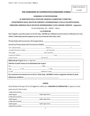 Compilabile Online Mod. 1, 1/bis e 1/terConsorzi COOP/STABILI Fax Email ...