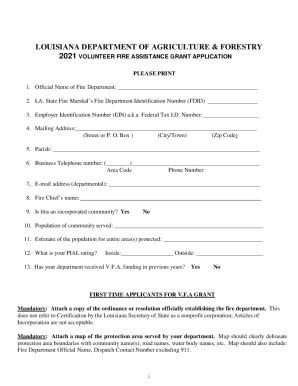 Fillable Online 2021 VOLUNTEER FIRE ASSISTANCE GRANT APPLICATION Fax ...