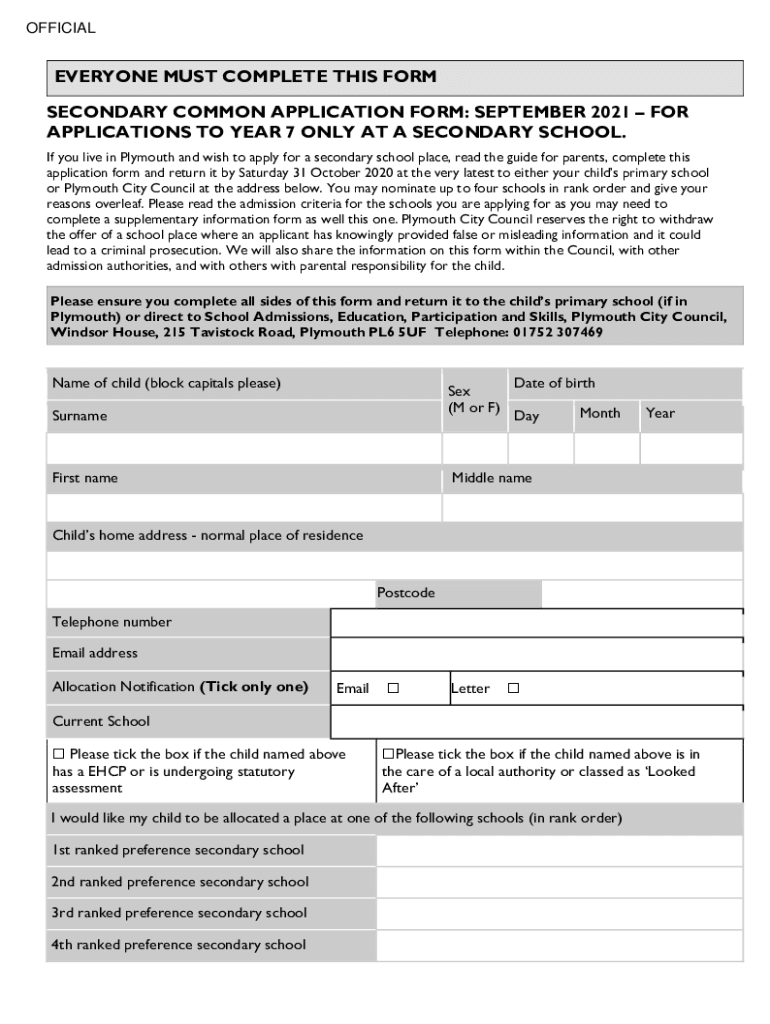 Fillable Online KS4 Common Application Form Fax Email Print - pdfFiller