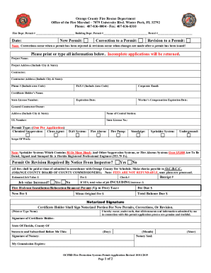 Fillable Online Correction to a Permit - Orange County Government Fax ...