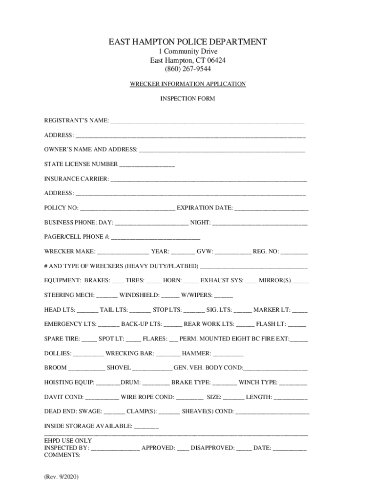 Fillable Online East Hampton Police Department Application for ...