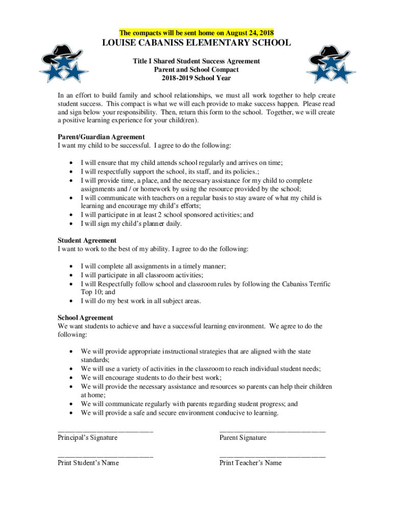 Fillable Online O'Rourke Elementary School - SCHOOL-PARENT COMPACT Fax ...