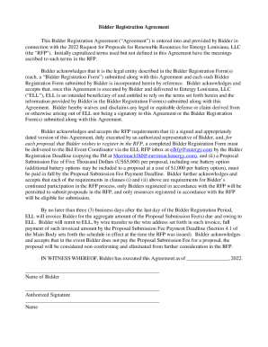 Fillable Online Bidder Registration Agreement - Entergy Fax Email Print - pdfFiller