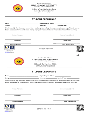 Fillable Online Cebu Normal University- Office of Student Affairs Fax Email Print - pdfFiller