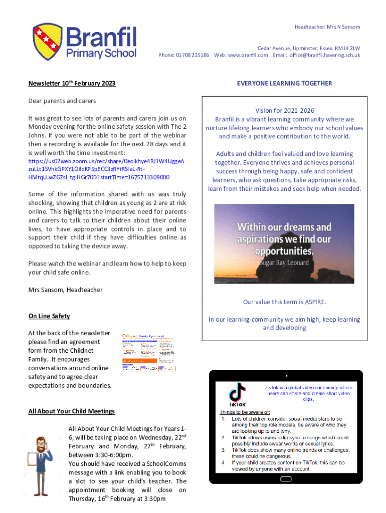 Fillable Online Contact us - Branfil Primary School Fax Email Print ...