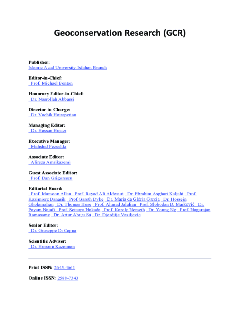 Fillable Online Geoconservation Research (GCR) Fax Email Print - pdfFiller
