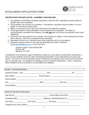 Fillable Online INSTRUCTIONS FOR APPLICATION ACADEMIC YEAR 2023-2024 ...