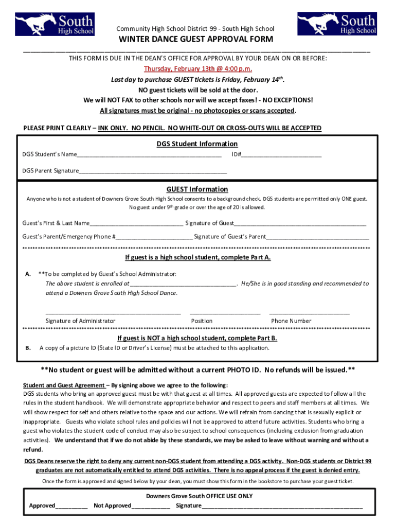 Fillable Online WINTER DANCE GUEST APPROVAL FORM Fax Email Print ...