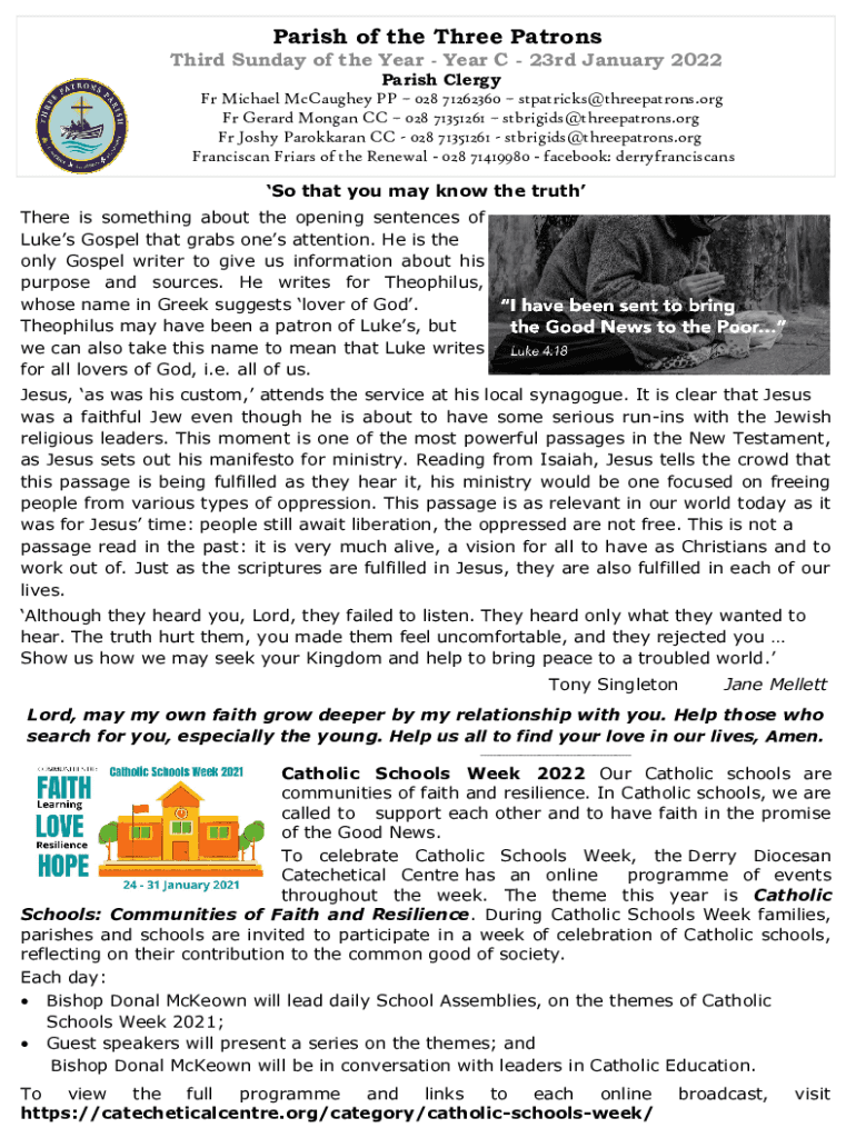 Fillable Online Parish of the Three Patrons Fax Email Print - pdfFiller