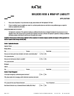 Fillable Online BUILDERS RISK & WRAP-UP LIABILITY Fax Email Print - pdfFiller