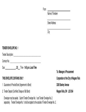 Fillable Online Tender Envelope No. 1 - City of Niagara Falls Fax Email ...