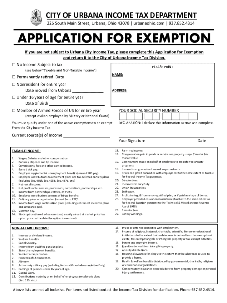 Fillable Online City Of Urbana Income Tax - Fill Online, Printable ...
