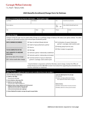 Fillable Online 2023 Enrollment/Change Form for Part-Time Employees Fax Email Print - pdfFiller