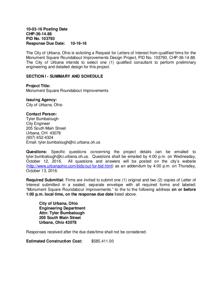 Fillable Online Request for Letters of Interest-Detailed Design PID ...