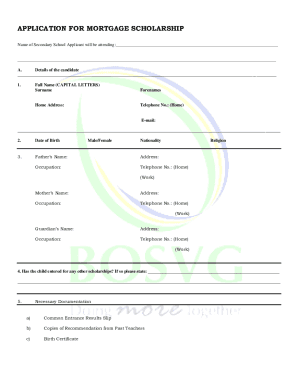 Fillable Online 1. Application Form for Scholarships including Check ...