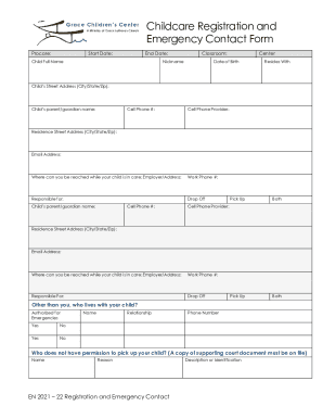 Fillable Online 1 Siblings Nursery Childcare Contract for Name of Child ...