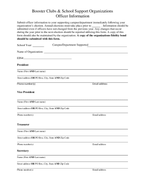 Fillable Online Booster Clubs - Officer Information Form.docx Fax Email ...