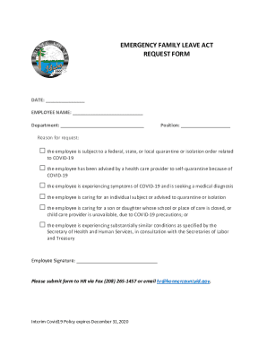 Fillable Online EMERGENCY FAMILY LEAVE ACT REQUEST FORM Fax Email Print ...