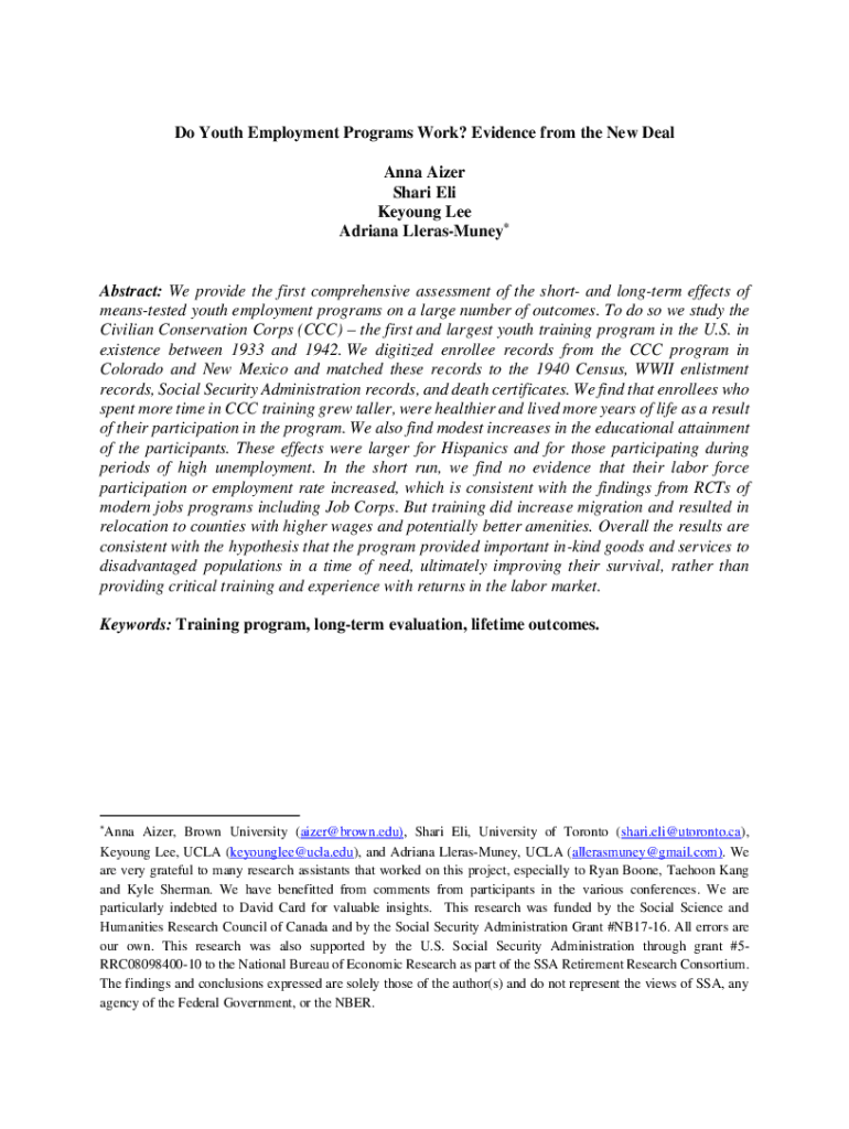 Fillable Online economics ucr Anna Aizer Brown UniversityDepartment of ...