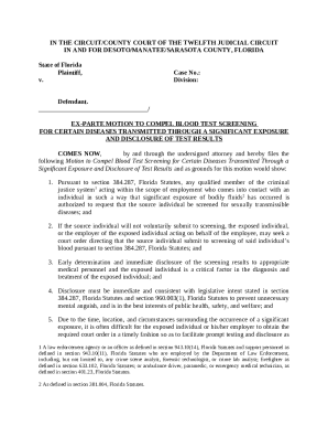 Ex-Parte Motion to Compel Blood Test Screening due to ... Doc Template ...