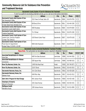Fillable Online Community Resource List Substance Use ... - Health ...