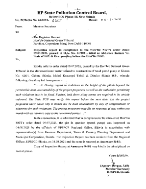 Fillable Online greentribunal gov HP State Pollution Control Board ...