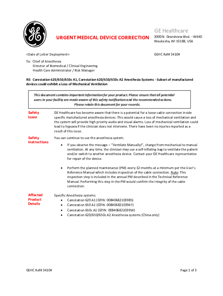 Fillable Online To: Chief of Anesthesia Fax Email Print - pdfFiller