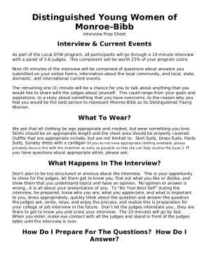 Sample Questions - Distinguished Young Women Doc Template | pdfFiller