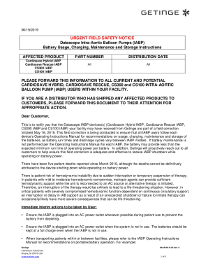 Fillable Online URGENT FIELD SAFETY NOTICE - Datascope Intra-Aortic ...