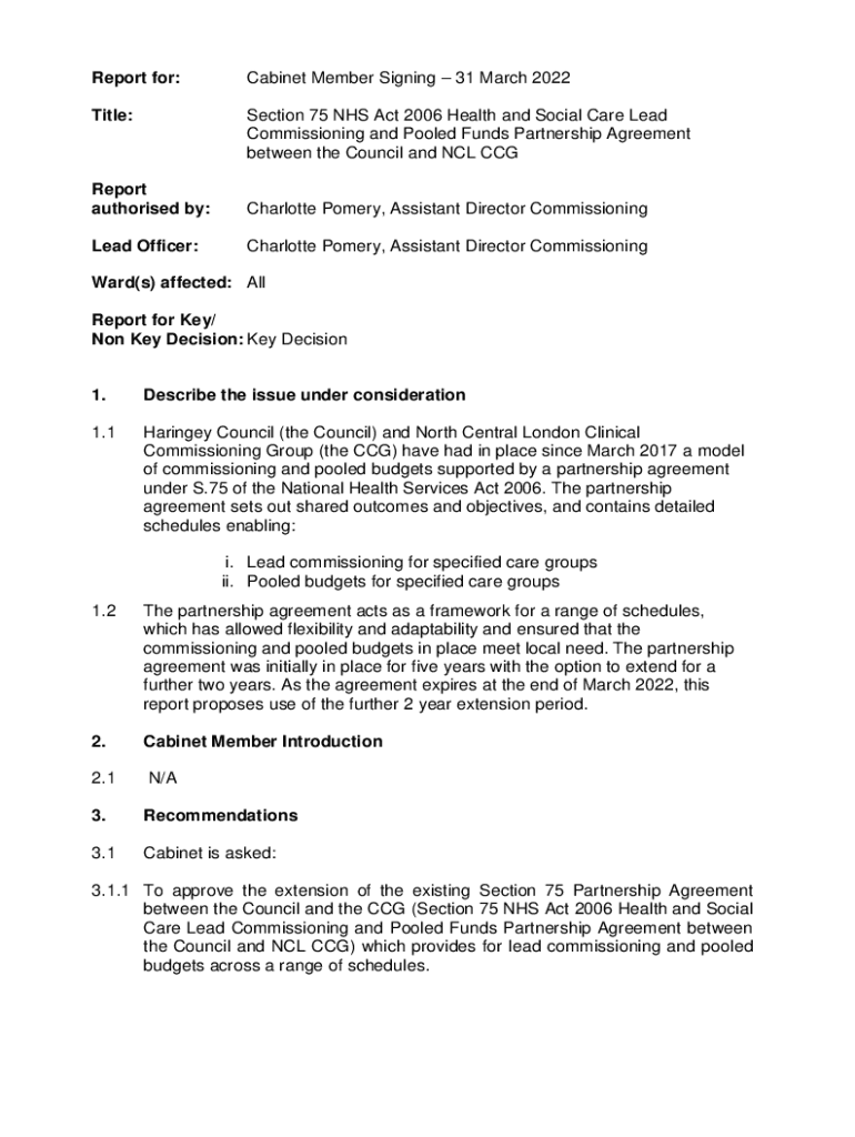 Fillable Online transforming-care-partnership-s75-agreement ... - NHS ...