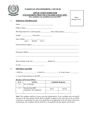 Fillable Online pec org Application Form (PDF Format) - Pakistan ...