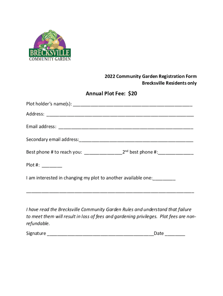 Fillable Online Community Garden Application Form (limited to 2 ... - CivicLive Fax Email Print ...
