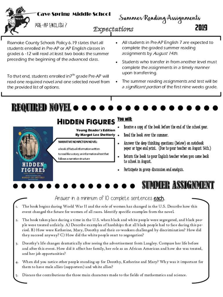 Fillable Online English / Advanced and AP Required Summer Reading Fax Email Print - pdfFiller