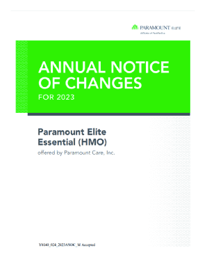 Fillable Online Paramount Elite Prevail (HMO) Annual Notice of Changes ...