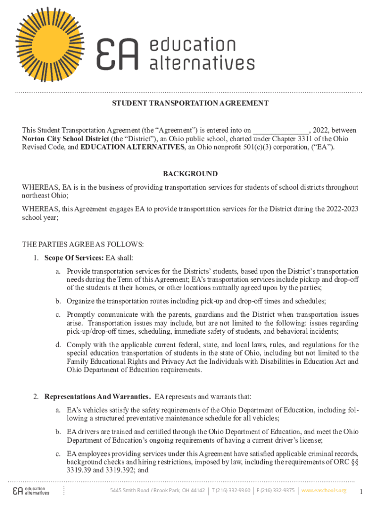Fillable Online student transportation agreement - BoardDocs Fax Email ...