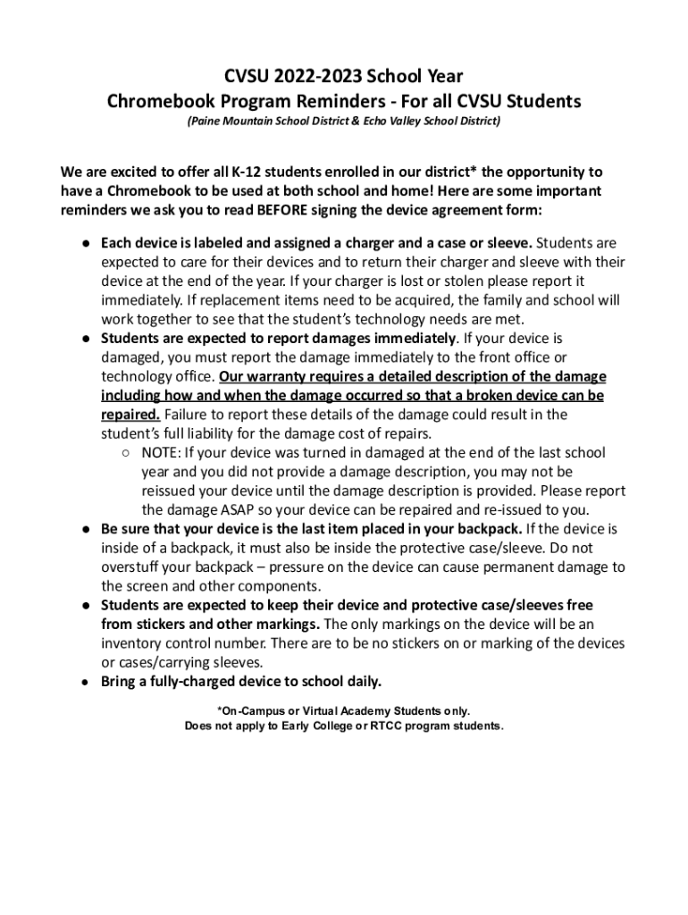 Fillable Online CVSU 1 to 1 Device Permission Form and Reminders Fax ...