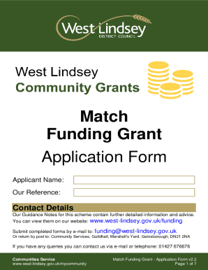 Fillable Online Match Funding Grant - Application Form v2.1 Fax Email ...