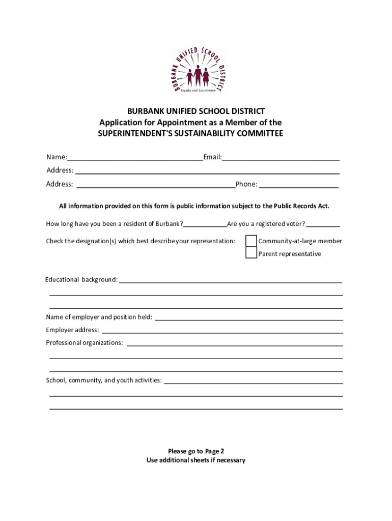 Fillable Online Sustainability Committee Application Form2022Fillable ...