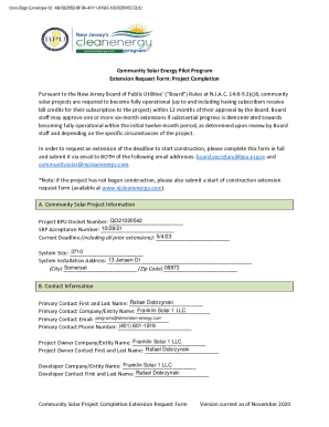 Fillable Online Community Solar Project Completion Extension Request ...
