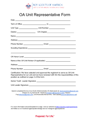 Fillable Online Unit Representative Form TEMPLATE.docx Fax Email Print - pdfFiller
