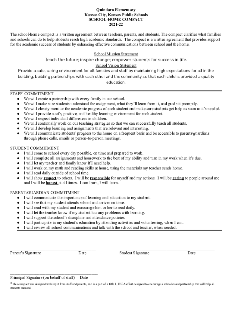 Fillable Online Quindaro School-Home Compact Template 21-22.docx Fax ...