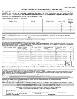 Fillable Online 2022-2023 free and reduced price meal application Fax ...