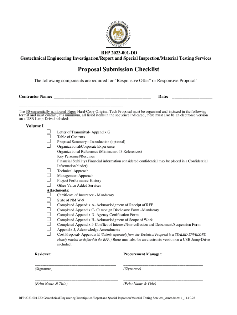 Fillable Online Proposal Submission Checklist Fax Email Print - pdfFiller