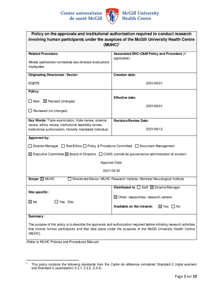 Fillable Online sur 10 Policy on the approvals and institutional authorization ... Fax Email ...