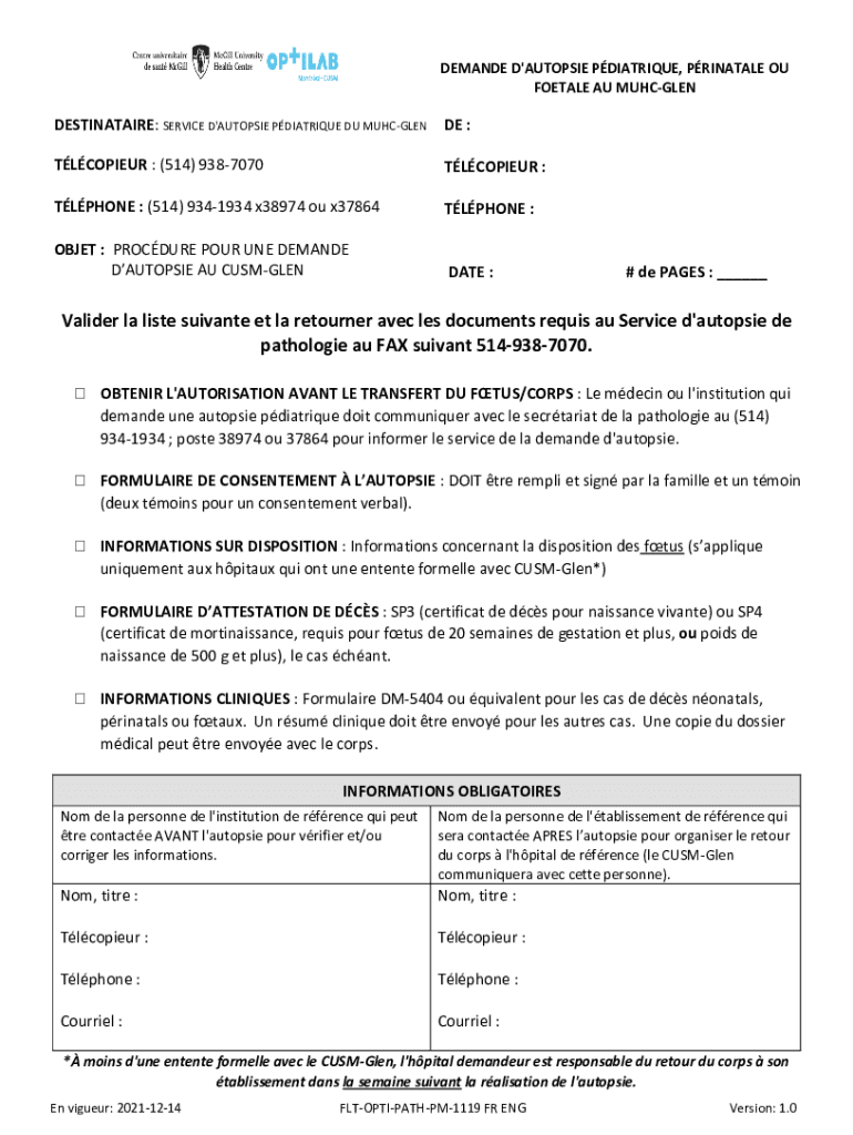 Remplissable En Ligne Form: Request for pediatric, perinatal or fetal ...